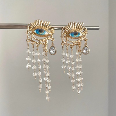Vintage古着 Medieval crystal tears耳饰