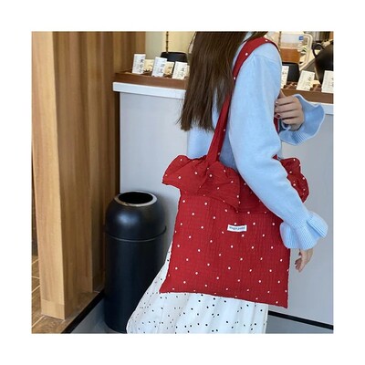 All-match Wave Point Chiffon Shoulder Bag Large Capacity Fai