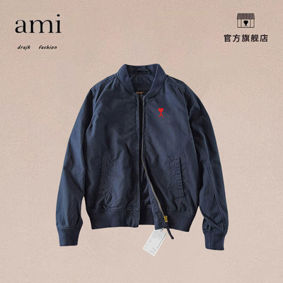 正品AMI DRAJK棒球服男士春秋新款水洗做旧夹克潮流休闲外套上衣