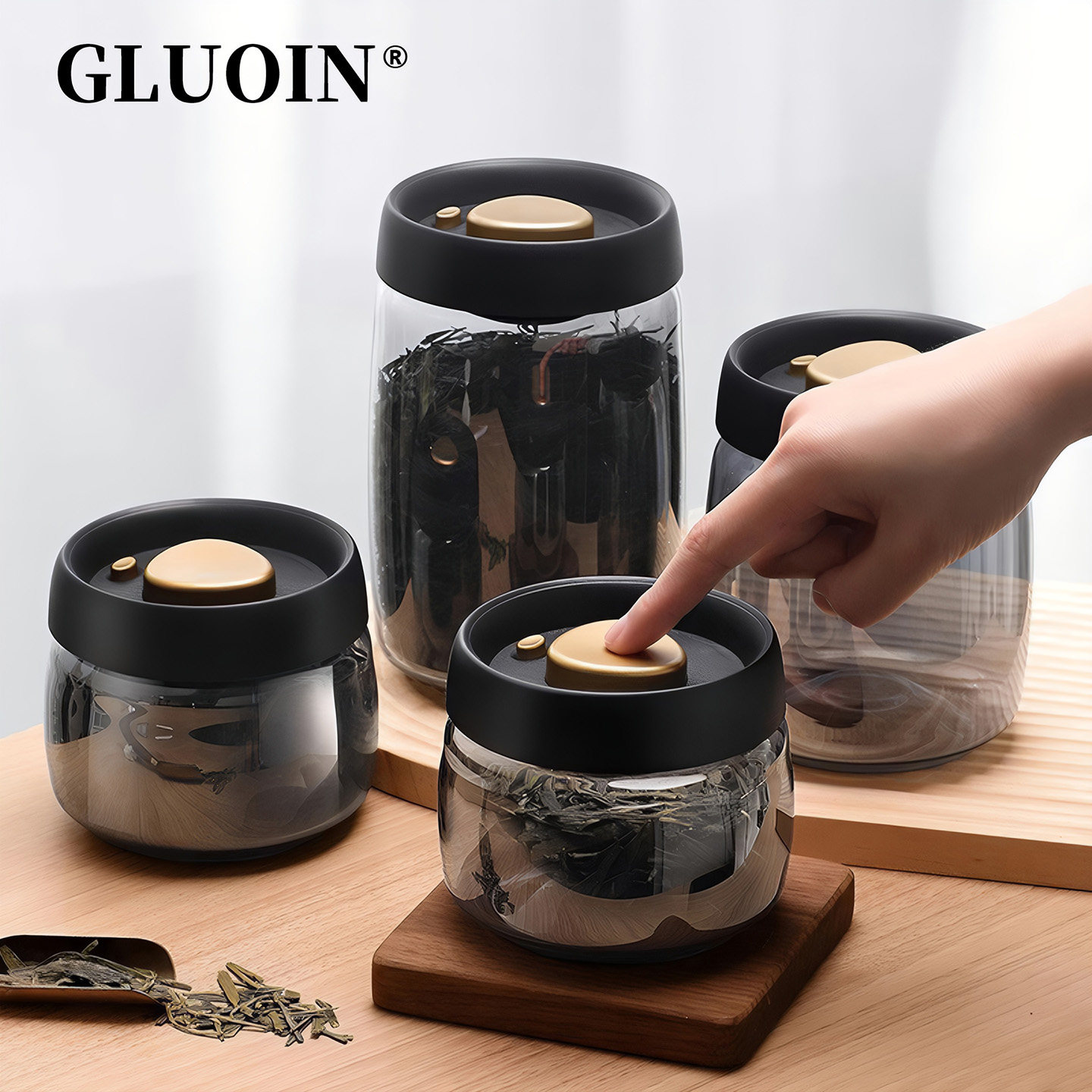 格洛因抽真空茶叶罐家用避光保鲜储茶罐干果零食收纳玻璃瓶密封罐