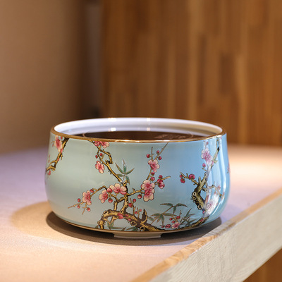 台湾莺歌烧电陶炉茶炉粉彩梅竹烧水炉家用静音迷你小型煮茶炉