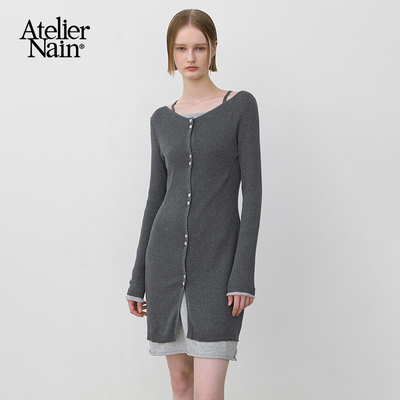 Atelier Nain2025年秋季新款针织连衣裙女小众韩版显瘦修身裙子