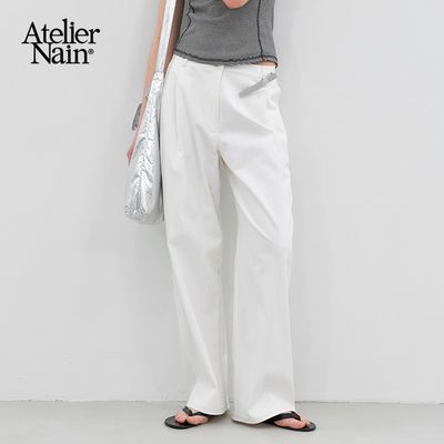 Atelier Nain2026年夏季新款高腰直筒裤女极简风百搭休闲裤高级感