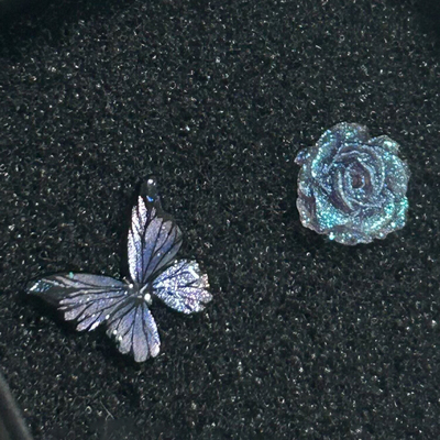 超仙蓝色星辰蝴蝶玫瑰耳钉高级感