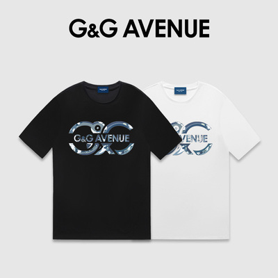 法国G&G AVENUE轻奢潮牌高级印花纯棉短袖男士T恤帅气显年轻体恤