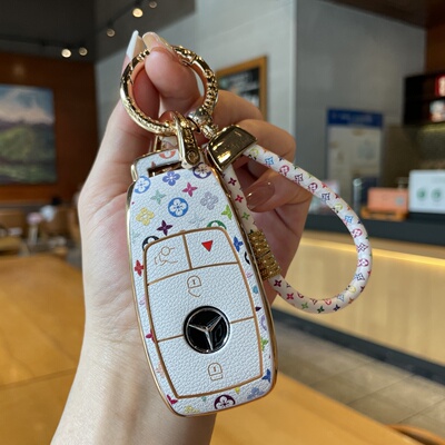 适用奔驰GLS450钥匙套海外车进口四键GLS600/480包GLE450/350壳扣