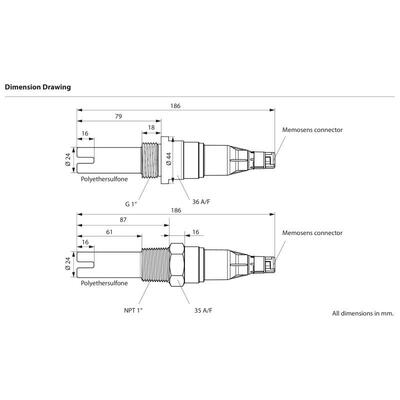 SE615 电s导率感器2个KNICK石墨极Memosen120 mmKni电ck适用供水