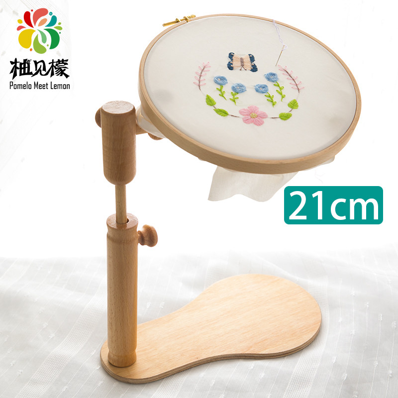 榉木便携式圆形台式绣架可调式旋手工刺绣绣花绣绷