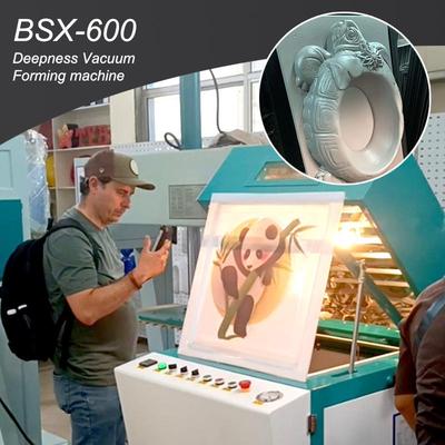 vacuum forming machine making small angular letters 吸塑机