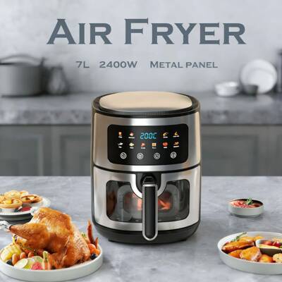 现货不锈钢可视空气炸锅7L大容量智能家用airfryer电炸锅厂外贸