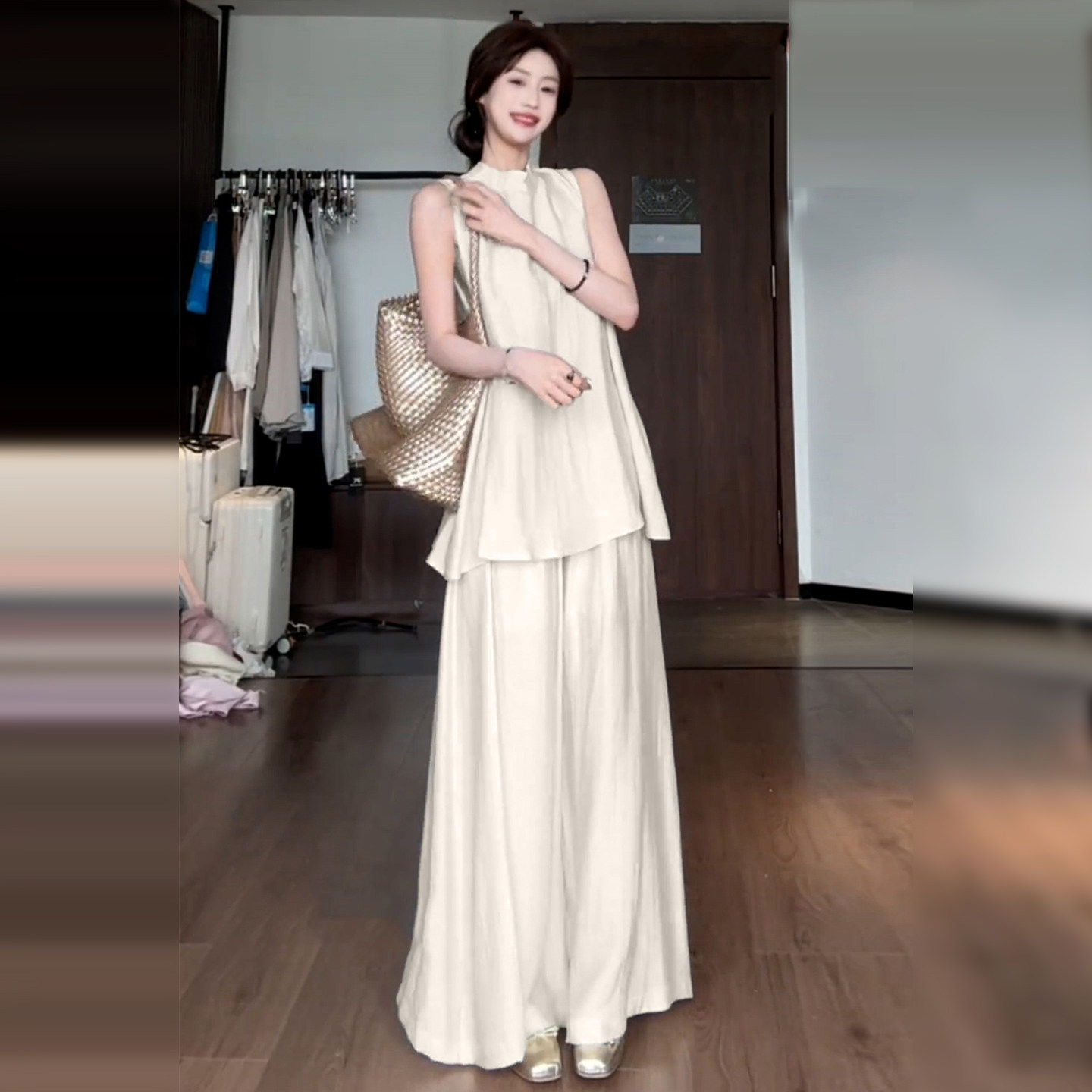 2026新款法式慵懒高级无袖背心洋装子女夏季大方得体套装长裙裤