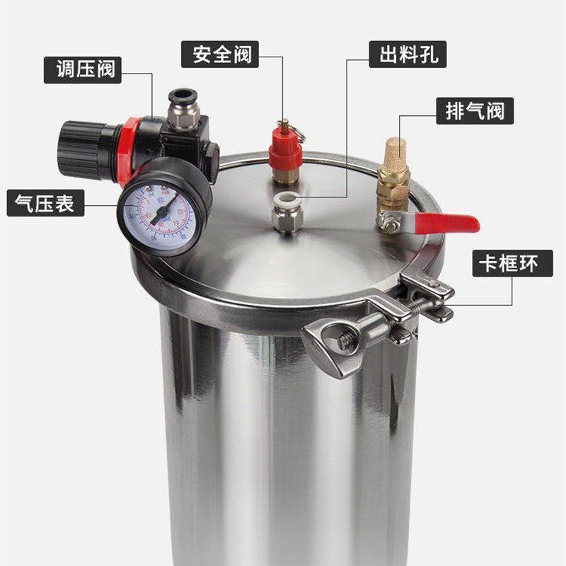 304不锈钢压力桶卡箍式压力容器气动搅拌活塞快速开启盖子下出胶