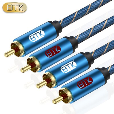 EMK 发烧级rca音频线双莲花二对二红白头hifi音响胆机功放信号线