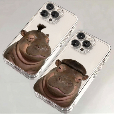 搞怪发型河马适用于17苹果/华为/小米/vivo/oppo太空手机壳iPhone17promax/16/15小米17PROmate70/pura70防摔