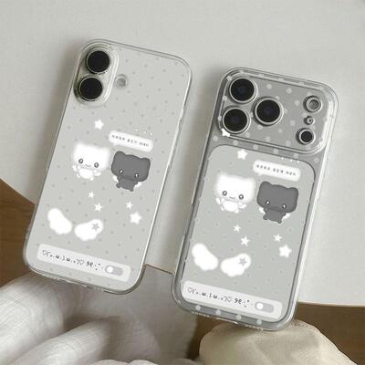 黑白天使小猫适用于17苹果/华为/小米/vivo/oppo太空手机壳iPhone17promax/16/15小米17PROmate70/pura70防摔