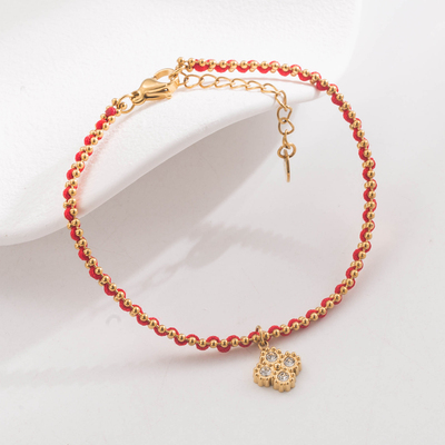轻奢本命年红绳手链女穿黄金
