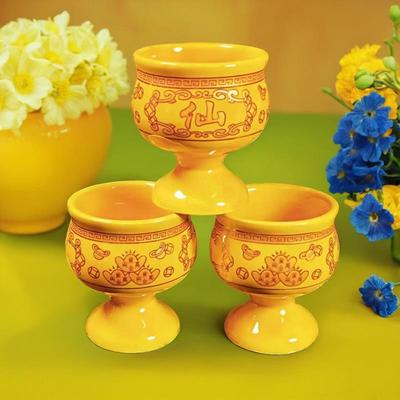 陶瓷仙家酒杯家用仙字杯加厚祖先上方的黄描金供酒杯大号堂口酒盅