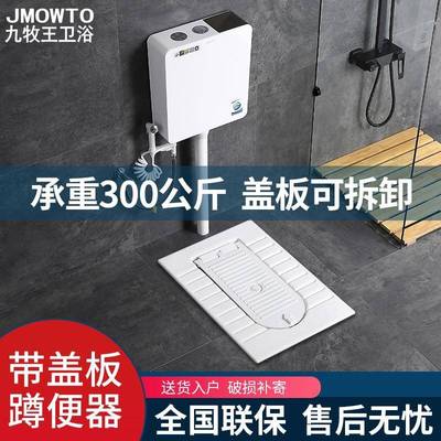 一体式带盖板蹲便器水箱整套装陶瓷蹲厕便盆蹲坑卫生间家用大便池