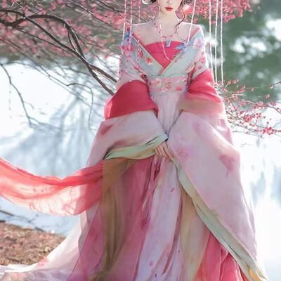 海棠依旧【桃姬】十二花神桃花花神粉色重工刺绣南北朝汉服古风