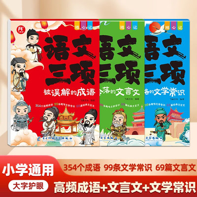 语文三项全3册 被误解的成语+被冷落的文言文+被忽略的文学常识 一二三四五六年级上下册成语积累大全训练语文基础知识四字词语