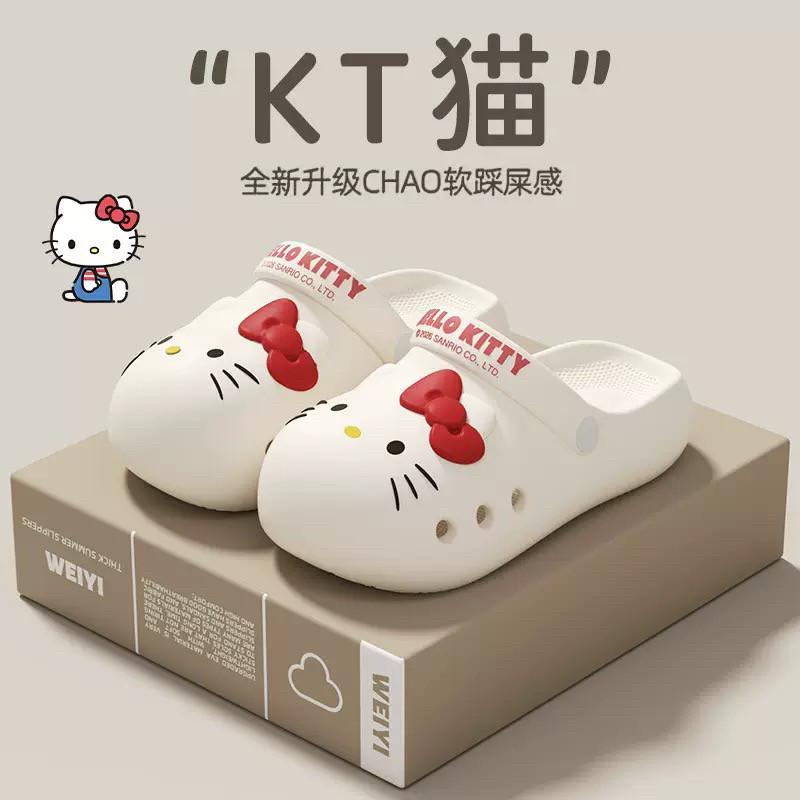 HelloKitty洞洞鞋女夏季外穿2026新款防滑软底卡通可爱沙滩凉拖鞋