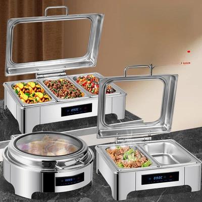 不锈钢液压自助炉翻盖炉连锁酒店巴菲炉电加热视觉早餐炉保温锅