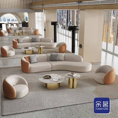 弧形沙发酒店大堂大厅贵宾会所休息区接待会客圆弧售楼处洽谈沙发