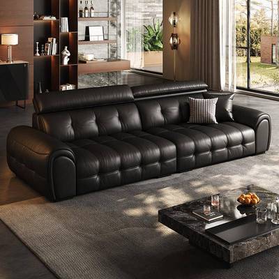 帝乐曼真皮沙发意式极简客厅高级感家用黑色头层牛皮沙发2025新款