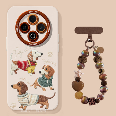 卡通刺绣腊狗适用vivoy300pro+手机壳新款vivox200pro保护套x200s系列x100i液态全包pro镜头防摔女90好看y500