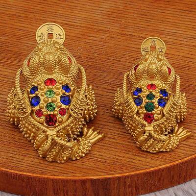 空公三足面金蟾沙金满钻镂工艺把玩件咬钱茶宠室桌金属D-040000摆