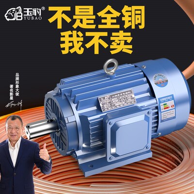全铜三相异步电动机0.75/1.1/1.5/2.2/3/4/5.5/7.5KWV电机380V三