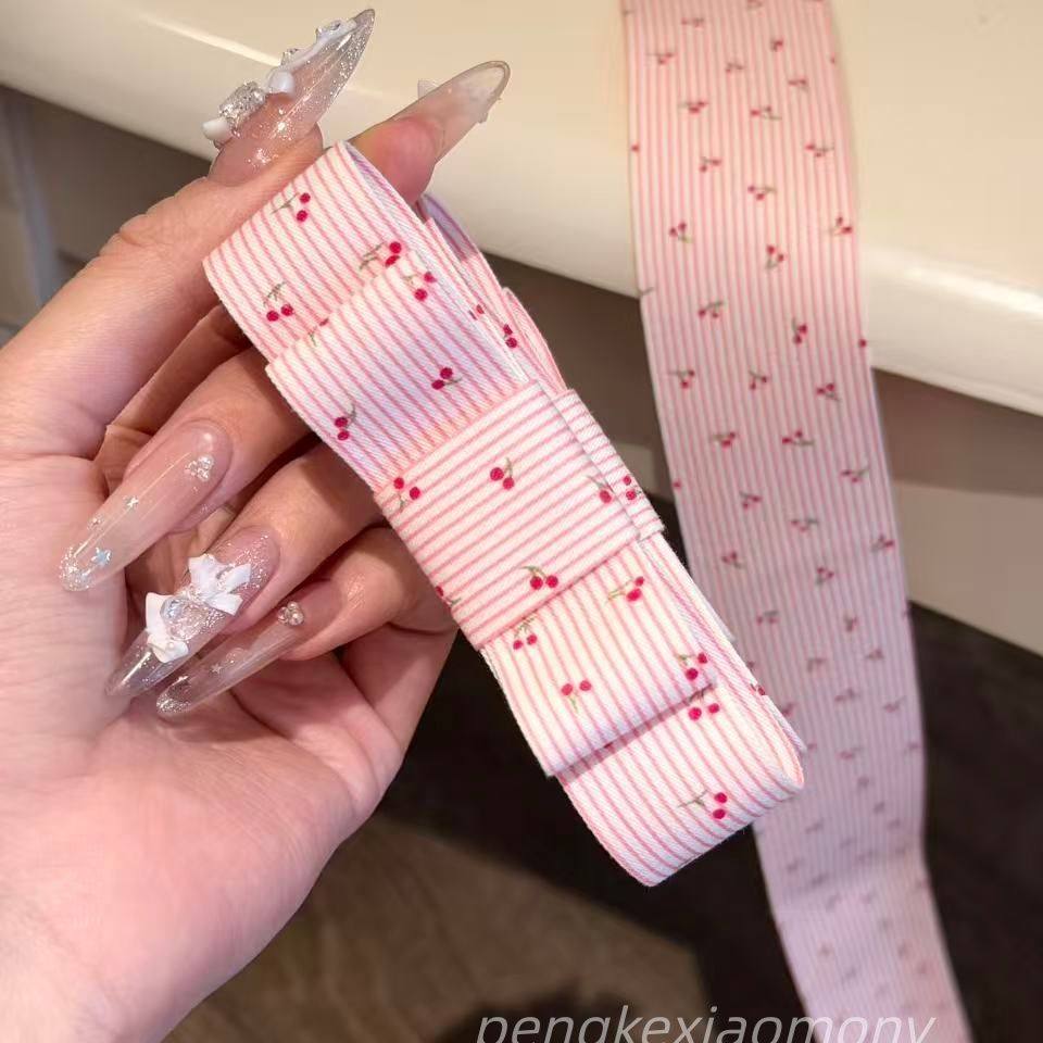 等春来~春日新款粉色条纹樱桃印花香蕉夹韩版小清新甜美百搭发饰