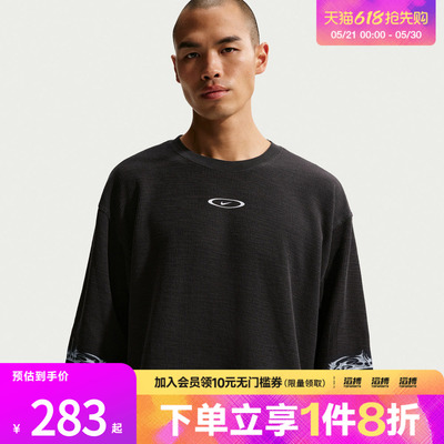 NIKE耐克男子运动休闲印花针织圆领长袖T恤IQ1016-045
