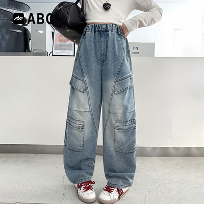 ABC女童2026新款工装牛仔小脚裤