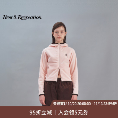RR撞色摇粒绒logo刺绣连帽外套