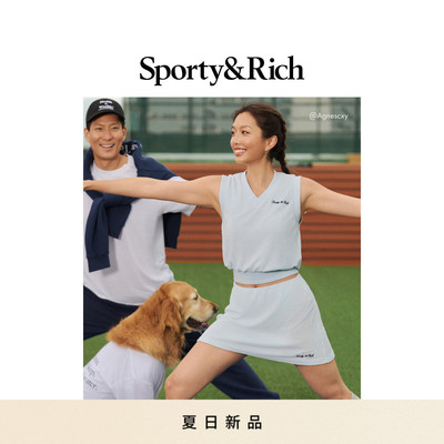 [Agnes同款]Sporty&Rich 女士航海风A字版半身裙短裙带底裤