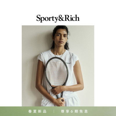 [春夏新品]Sporty&Rich 男女同款时尚字母网球运动短袖T恤上衣