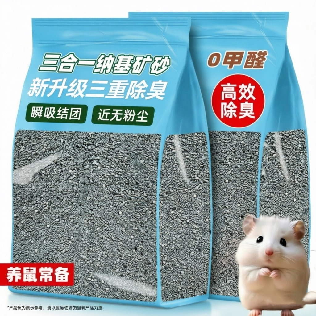 仓鼠浴沙尿砂二合一垫料三合一除臭味金丝熊洗澡沐浴专用小宠厕所