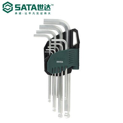 世达9件铬钒钢加长球头内六角扳手09101A-09107A/09101CH