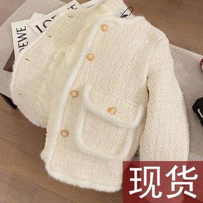 法式小众~名媛小香风外套女冬加棉加厚上衣粗花呢绗棉外套A58630