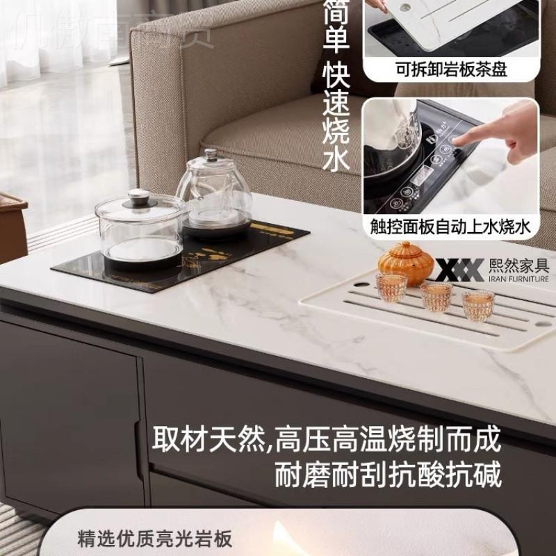 fL简E灰色现代约岩茶几电视板柜高挡轻奢柜方形KRM储物大小