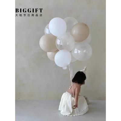 in乳胶气球覆古沙滩白色儿童宝宝生日安排气球捆绑表浮动建议背景
