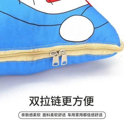 多啦A梦抱枕被子汽车载内二合一睡午觉多功能 蓝胖子靠头抱枕毯子