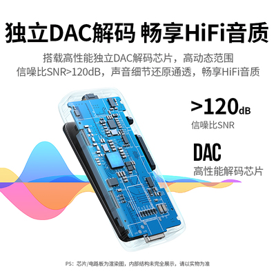 绿联蓝牙接收器5.0有线耳机变无线转换器dac解码耳放aptx手机车载