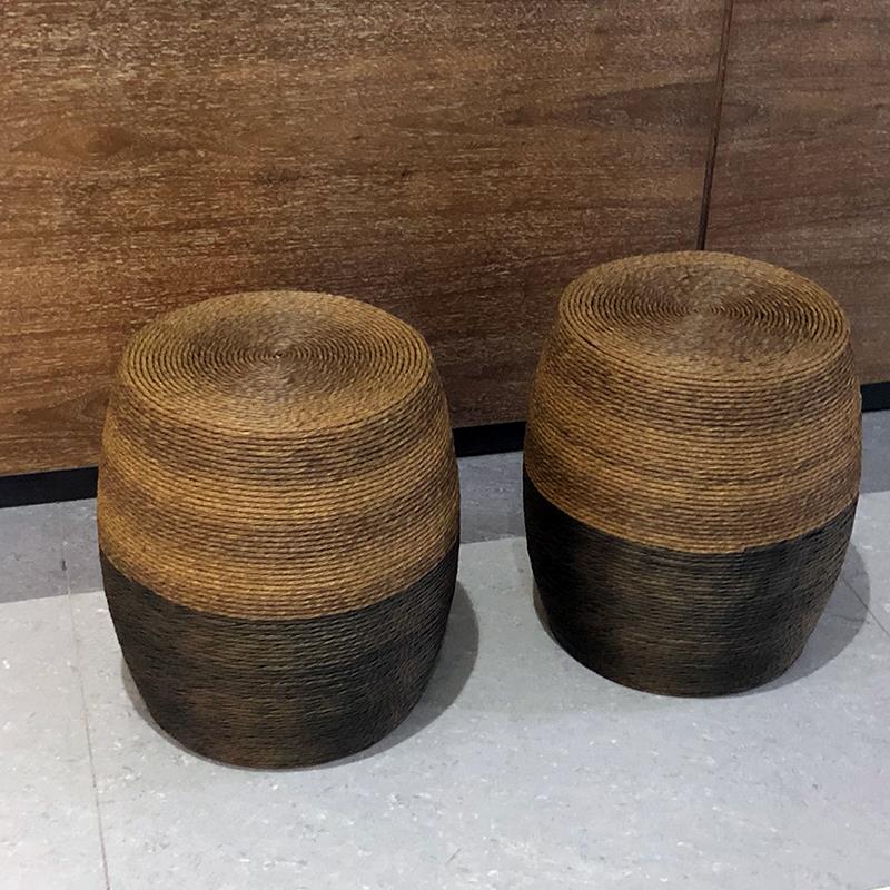 中式凳子换鞋凳矮凳圆凳创意藤编古筝坐墩日式小墩子户外中古鼓凳