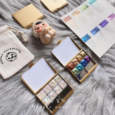 荷尔拜因hb珠光色金属色水彩颜料分装彩虹色管状套装