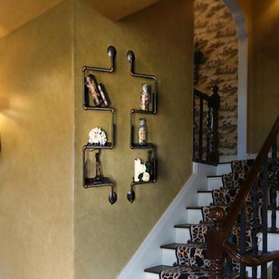 美式铁艺置物架客厅卧室管办公室水式展示架JS-63564式多挂层壁储