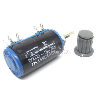 WXD3-13-2W 22k 精密多圈 滑动变阻器 2W线绕 22K电位器配旋钮