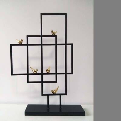 创意树脂工艺品烤漆城内城外新中式铁艺玄关客厅家居摆件