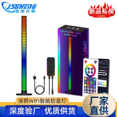 RGBIC智能声控拾音灯LED幻彩节奏灯室内电竞房墙角落地氛围灯
